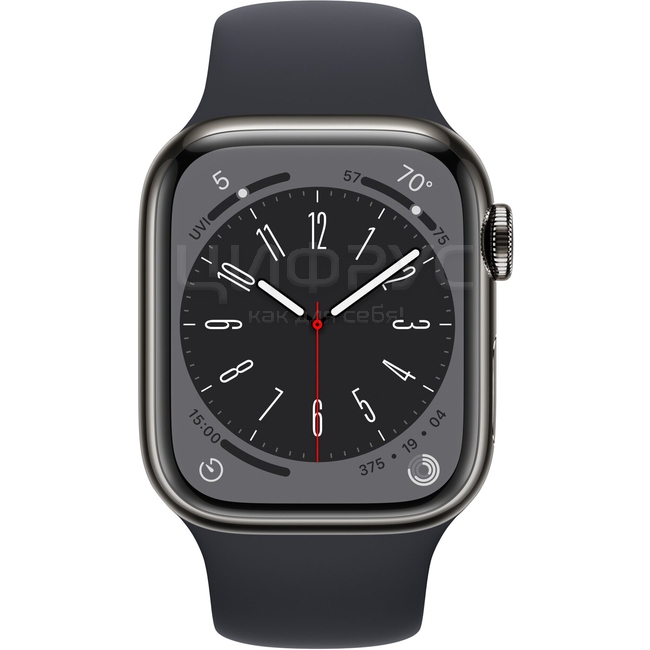 Купить Apple Watch Series 8 45mm Stainless Case with Sport Band Black ...