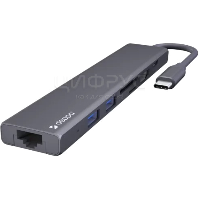 Купить Hub для ноутбука Deppa Usb Type C 7 в 1 73127 Hdmi 4k Type C Power Delivery 2xusb 3
