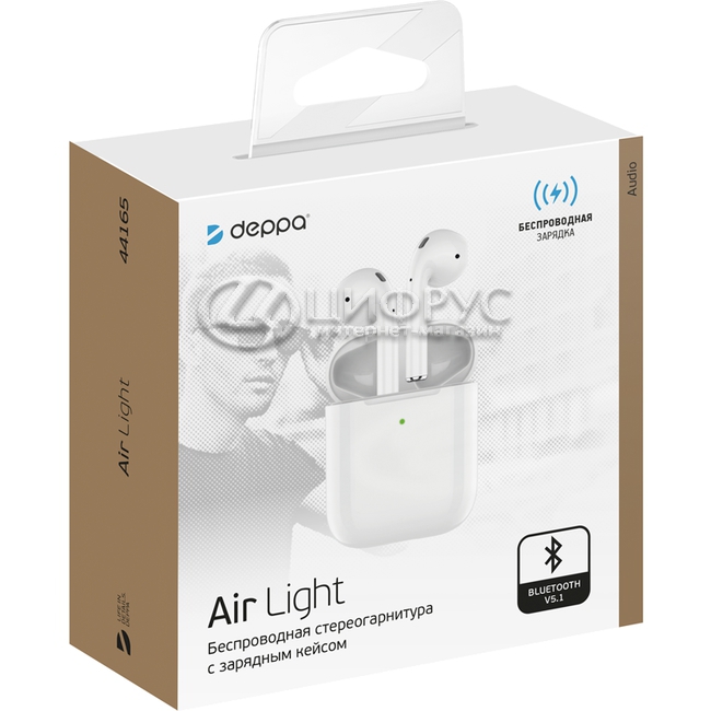 Купить Наушники беспроводные Deppa Air Light TWS BT 5.1 зарядный футляр ...